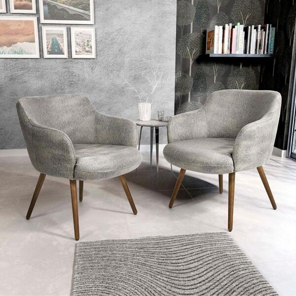 02 Poltronas Em Tecido Estonado Cinza | Leroy Merlin