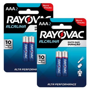 04 Pilhas Aaa Alcalina Rayovac 2 Cartelas | Leroy Merlin