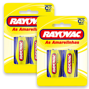 04 Pilhas C Média Comum Zinco Carvão Rayovac 2 Cartelas | Leroy Merlin