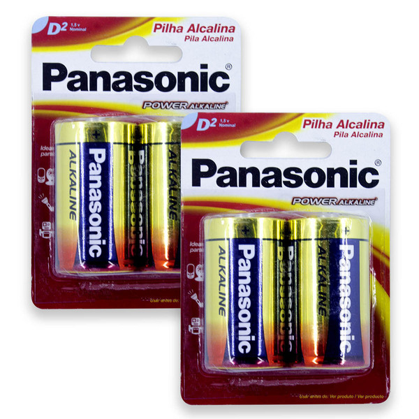 04 Pilhas D Grande Lr20 Alcalina Panasonic 2 Cartelas | Leroy Merlin