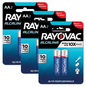 06 Pilhas Aa Alcalina Rayovac 3 Cartelas | Leroy Merlin