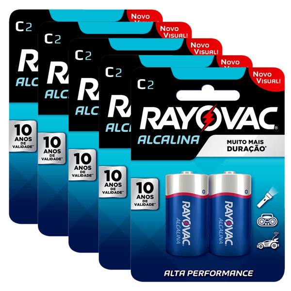 10 Pilhas C Média Lr14 Alcalina Rayovac 5 Cartelas | Leroy Merlin