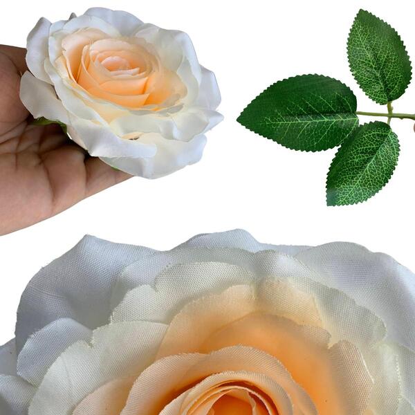 10 Rosas Artificiais Creme Em Haste Longa Para Arranjos Decorativos ...