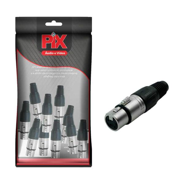 10x Plug Xlr Cannon Fêmea 4 Vias Corpo Metálico - Preto | Leroy Merlin