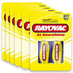 12 Pilhas C Média Comum Zinco Carvão Rayovac 6 Cartelas | Leroy Merlin