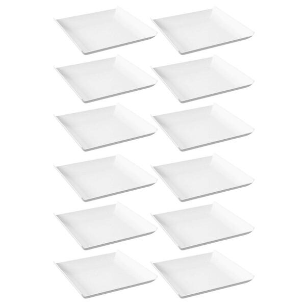12 Pratos Quadrados Brancos Grandes Plástico 21cm Lanchonete Padaria ...
