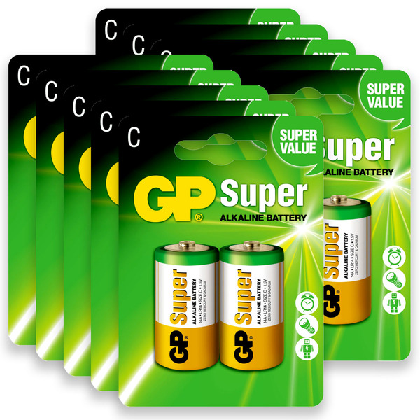 20 Pilhas Média C Alcalina Gp Super 10 Cartela C/ 2 Unidades | Leroy Merlin