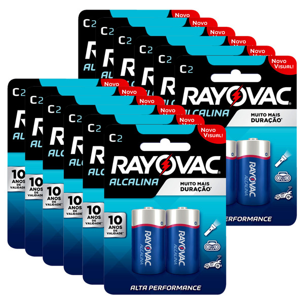 24 Pilhas C Média Lr14 Alcalina Rayovac 12 Cartelas | Leroy Merlin