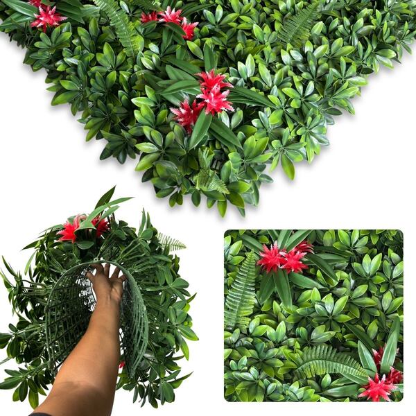 2,5m² Composição Parede Verde Artificial Premium 3d Proteção Uv Design ...