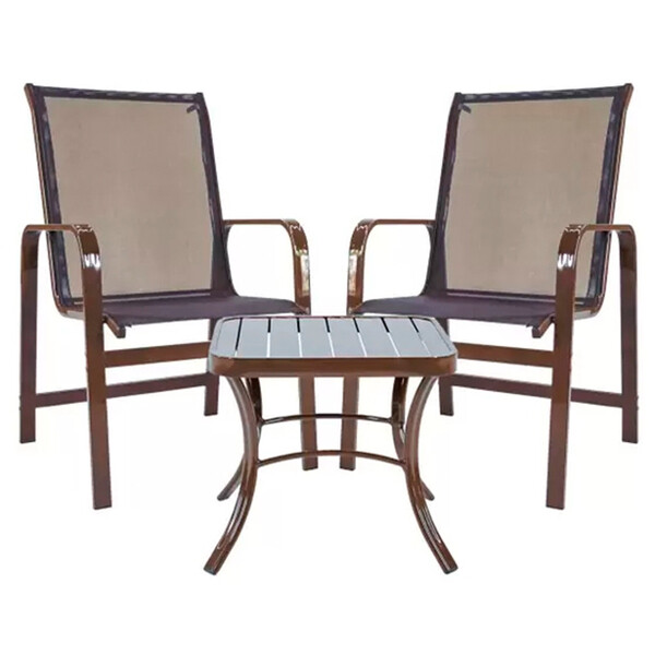 2 Cadeiras De Tela Sling E Mesa De Centro Classic Alumínio Pintado Para ...