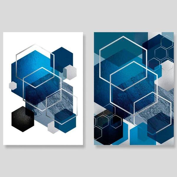2 Quadros Decor Formas Geométricas Cubos 2 21x30 Luven Bra | Leroy Merlin