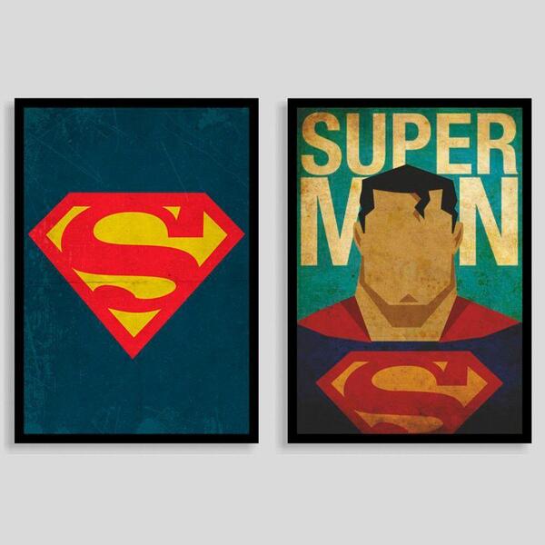 2 Quadros Decorativos Personagens Superman 21x30 Luven Bra | Leroy Merlin