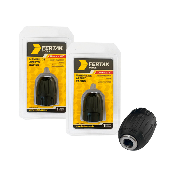 2un Mandril Aperto Rápido 10mm 3/8 Fertak Fixação Brocas em Furadeiras ...