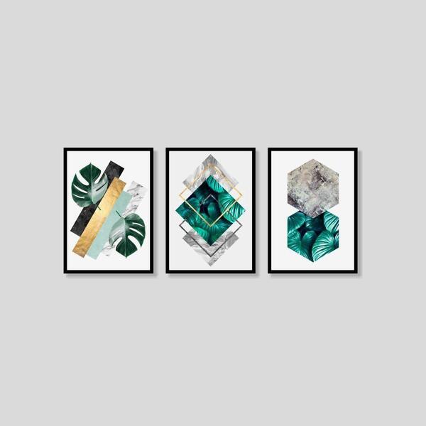 3 Quadros Decorativos Botânico Geométrico 21x30 Luven Bra | Leroy Merlin