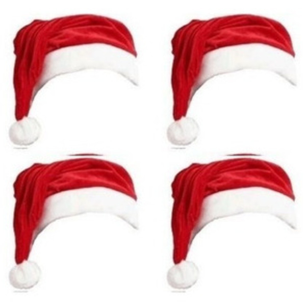 4 Gorros Papai Noel Veludo Vermelho 40 Cm Touca Natal | Leroy Merlin