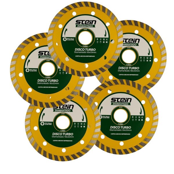 5 Peças Disco Diamantado Corte Seco 110mm Turbo Stein | Leroy Merlin