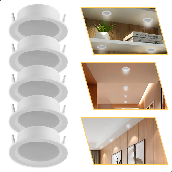 5 Spot Embutir De Led Downlight 5w 3000k Redondo Recuado | Leroy Merlin