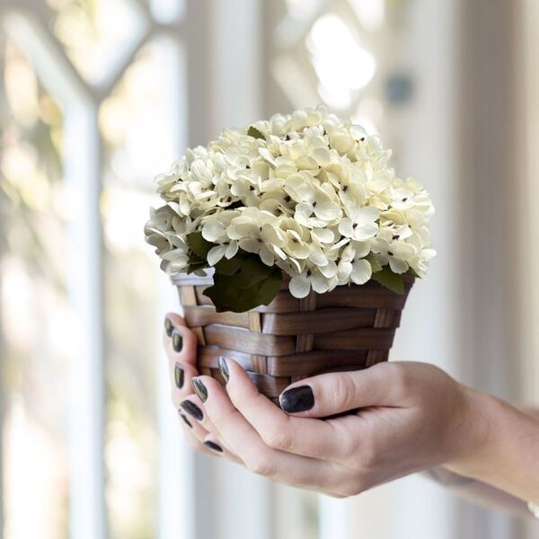 6 Buquês De Mini Hortênsias Brancos 26 Cm Artificiais Para Decoração De ...