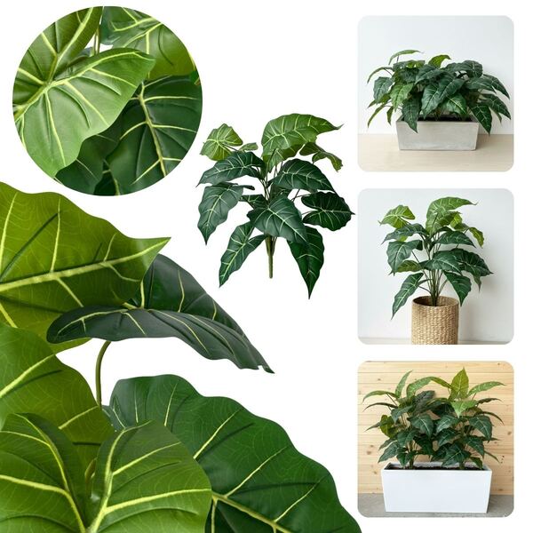 6 Folhagens Mini Árvore Filodendro Artificial 55cm Para Hall Lavabo E ...