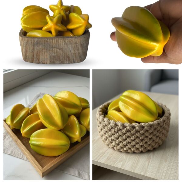 6 Frutas Fake Carambola Decorativa, Visual Natural, Ótima Para ...