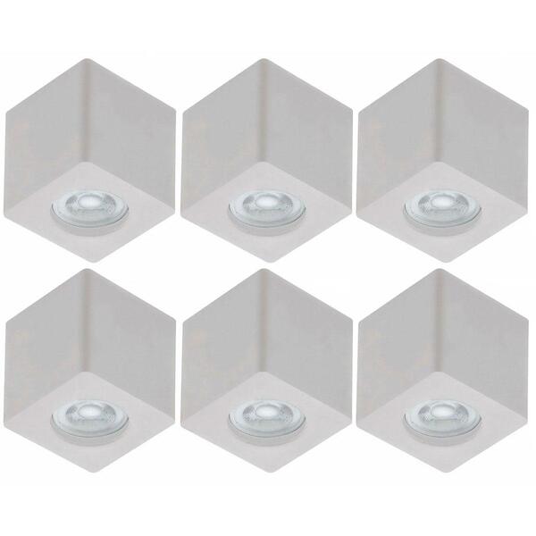 6 Spots Sobrepor Quadrado Branco Mr16 Luminária Led Teto Beiral | Leroy ...