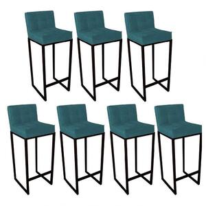 7 Banquetas Alta Lunna Suede Azul T. E Base Preta | Leroy Merlin