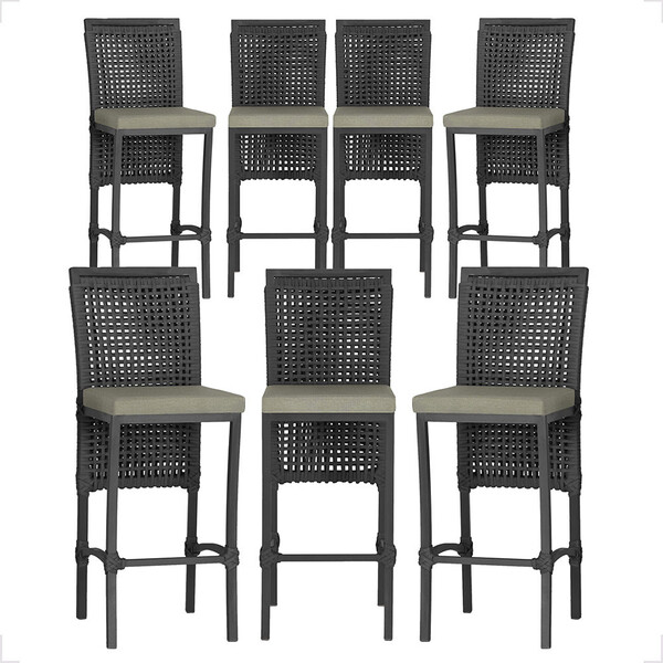 7 Banquetas Em Alumínio Roma Preta Corda Náutica Tecido 8 | Leroy Merlin