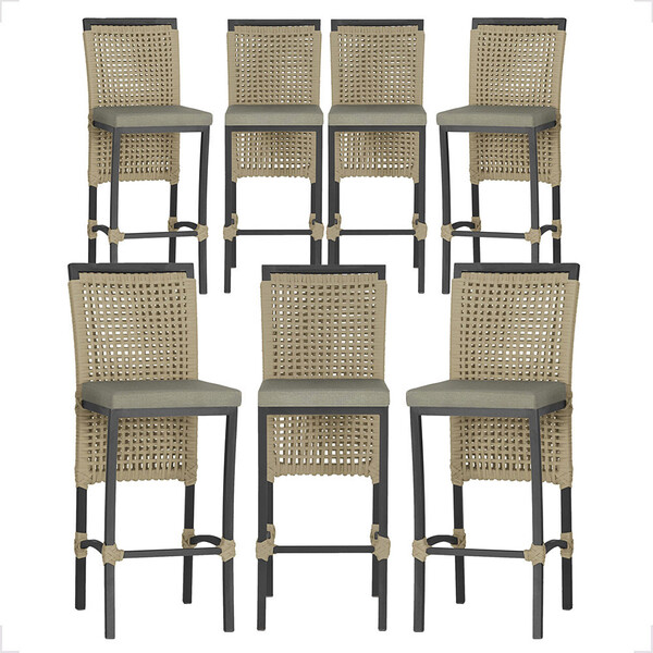 7 Banquetas Em Alumínio Roma Preta Corda Náutica Tecido 8 | Leroy Merlin