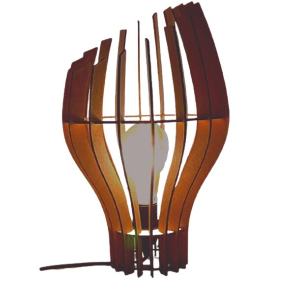 Abajur De Mesa Em Mdf - Cor: Marrom | Leroy Merlin