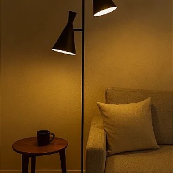 Abajur De Piso Jacoba Dupla Articulável Marrom Corten Design Moderno ...