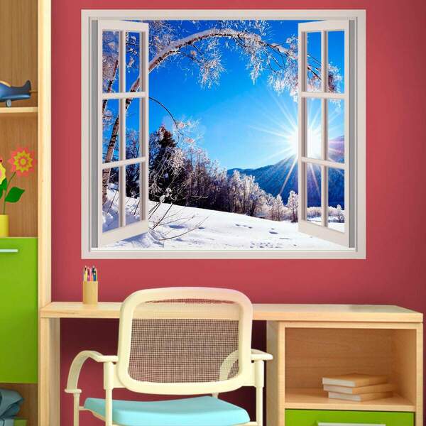 Adesivo De Parede Janela Falsa Nevando-eg 150x95cm | Black Friday Leroy ...