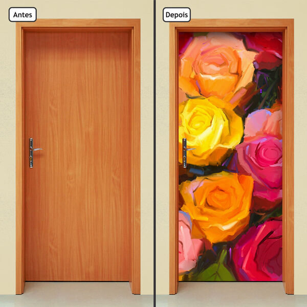 Adesivo Decorativo De Porta - Flor - Rosa - 1018cnpt | Leroy Merlin