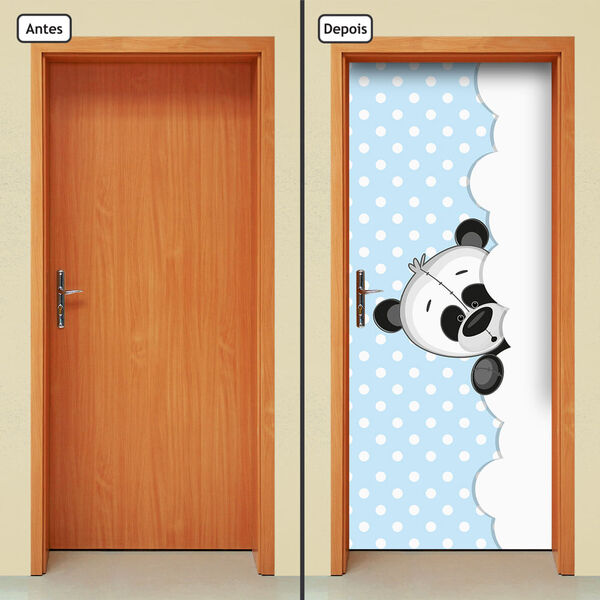 Adesivo Decorativo De Porta - Panda - Infantil - Azul - 2030cnpt ...
