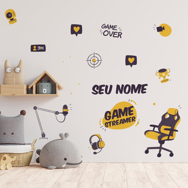 Adesivo Parede Decorativo Gamer Streamer Nome Personalizado | Leroy Merlin