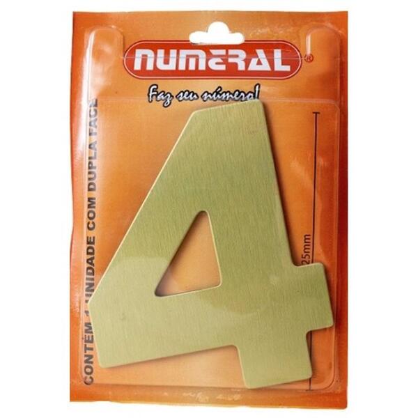 Algarismo 4 Numeral 125mm Ouro Escovado 200-4 | Leroy Merlin