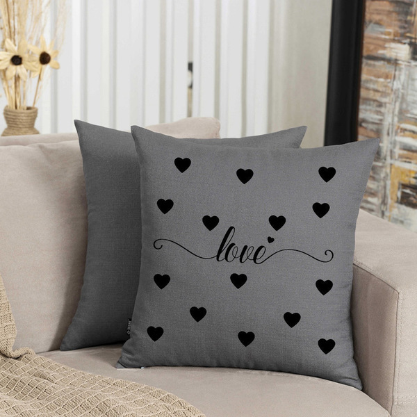 Almofada Cinza Love 40x40cm - Serigrafada Frente E Verso - Somente Capa ...