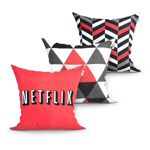 Almofada Para Sala Netflix Vermelha 3 Unidades Com Refil De Silicone ...