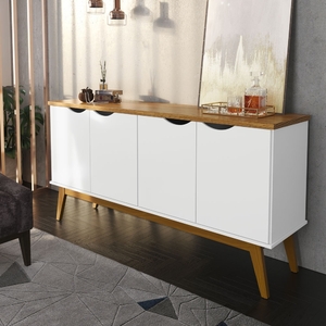 Buffet Aparador Decorativo Giustino Puxador Em Pu 160cm Amêndoa/off ...