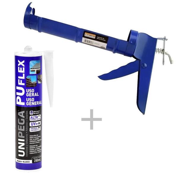Aplicador De Silicone Fechado + Selante Pu Flex Uso Geral Branco 280ml Unipega | Leroy Merlin