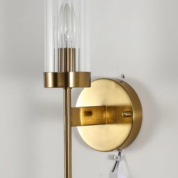 Arandela Tocha Dourada Vidro Transparente 1e14 40cm | Leroy Merlin