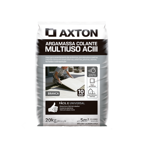 Argamassa Colante Multiuso ACIII Interna|Externa 20kg Branca Axton ...