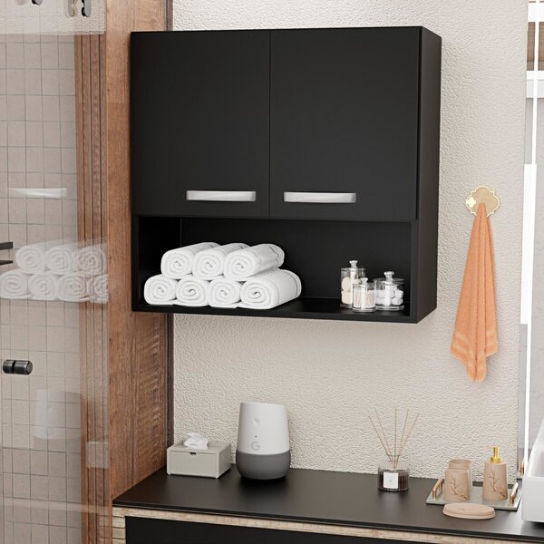 Armário Aéreo Suspenso Multiuso 2p Modular 60x62cm Preto | Leroy Merlin