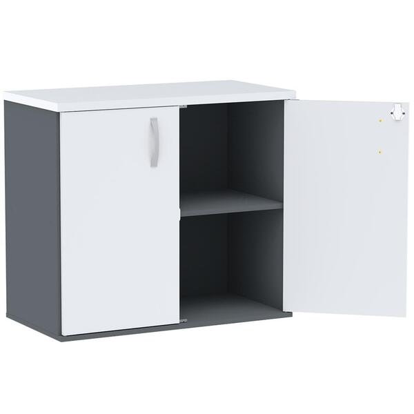 Armário Baixo Pe25 Pandin 80 Cm (largura) Em Mdp Cor Grafito E Branco ...