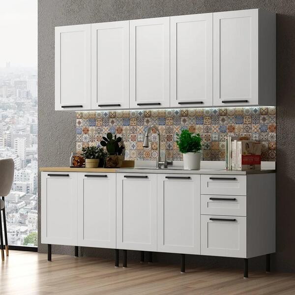 Armário Cozinha 4 Peças Balcão Com Pia Cp6a Zaya Branco T01 - Mpozenato ...