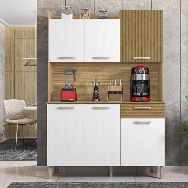 Armário De Cozinha 6 Portas 1 Gaveta Kit Gênova Freijó/supremo/ Cp ...