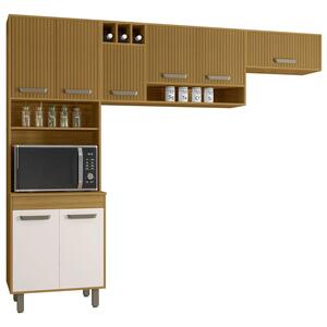 Armário De Cozinha Compacta Emily Freijó/ripado/off Acetinado Z44 ...