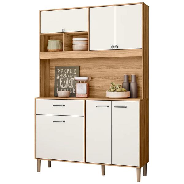 Armário De Cozinha Compacta Retrô 120cm Wallie N03 Freijó/off White ...