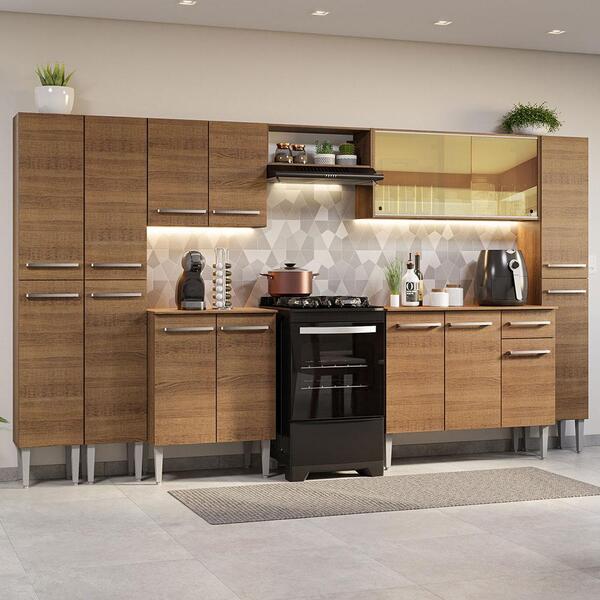 Armário De Cozinha Completa 325cm Rustic Emilly Madesa 04 | Leroy Merlin