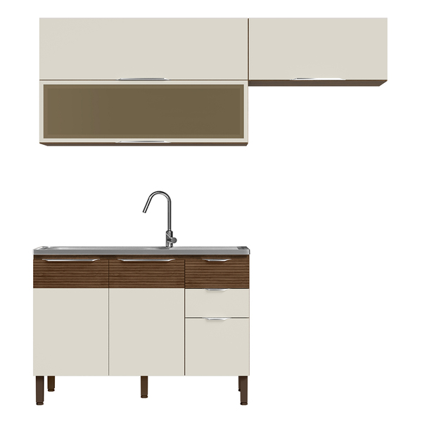 Armário De Cozinha Cp02 Com Pia 120cm Dora K02 Nogueira/off - Mpozenato ...