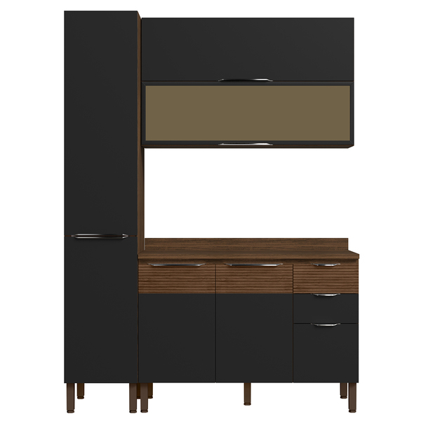 Armário De Cozinha Cp03 E Tampo 120cm Dora K02 Nogueira/preto - Mpozenato | Leroy Merlin